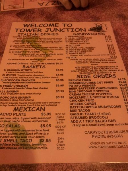 Menu at Tower Junction Inc restaurant, Montfort