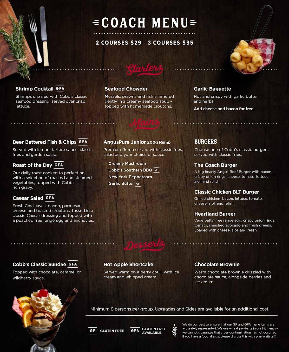 Menu at Cobb & Co. Levin pub & bar, Levin