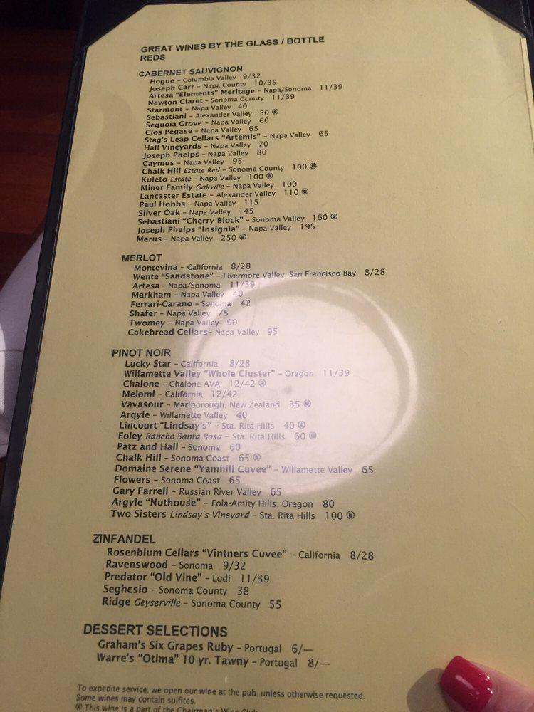 Menu at J. Alexander's Restaurant, San Antonio