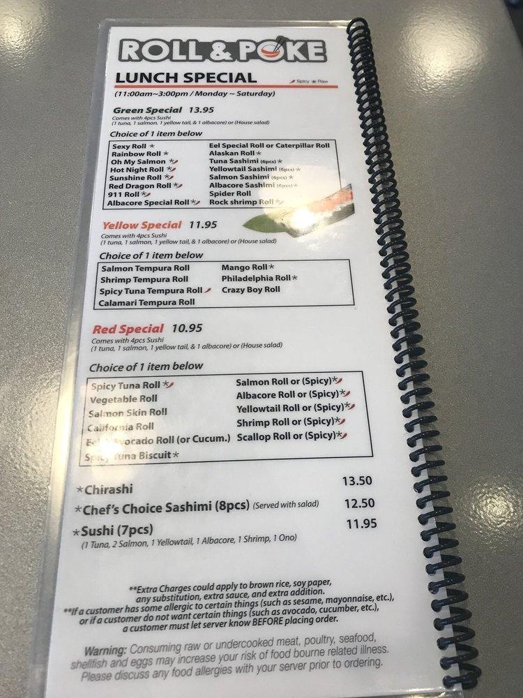 Menu at Roll & Poke restaurant, Frisco