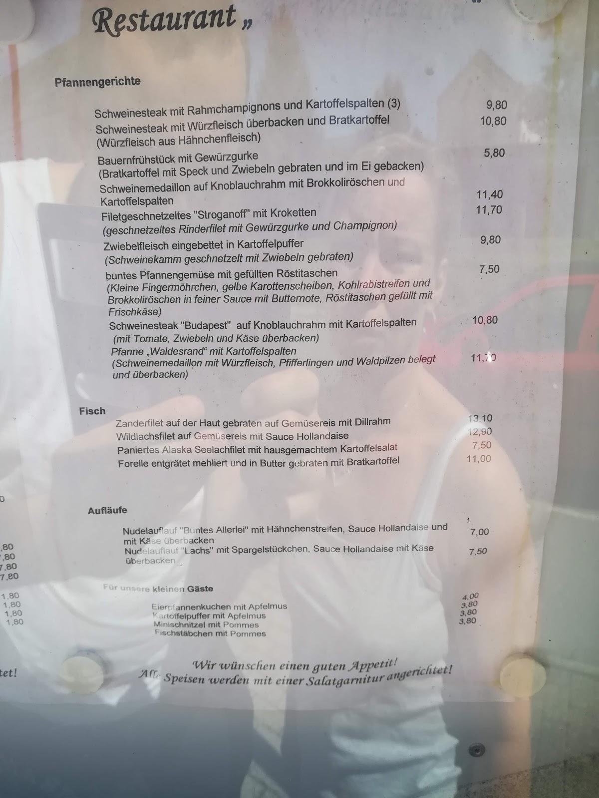 Speisekarte von Restaurant "Am Waldesrand", Neuhaus am Rennweg