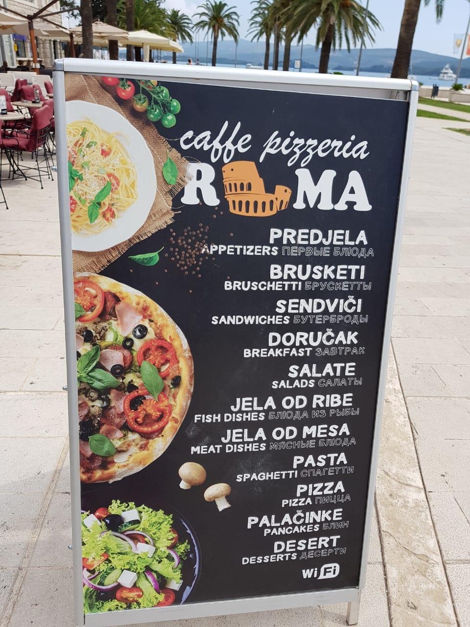Menu at Caffe Pizzeria Roma, Tivat