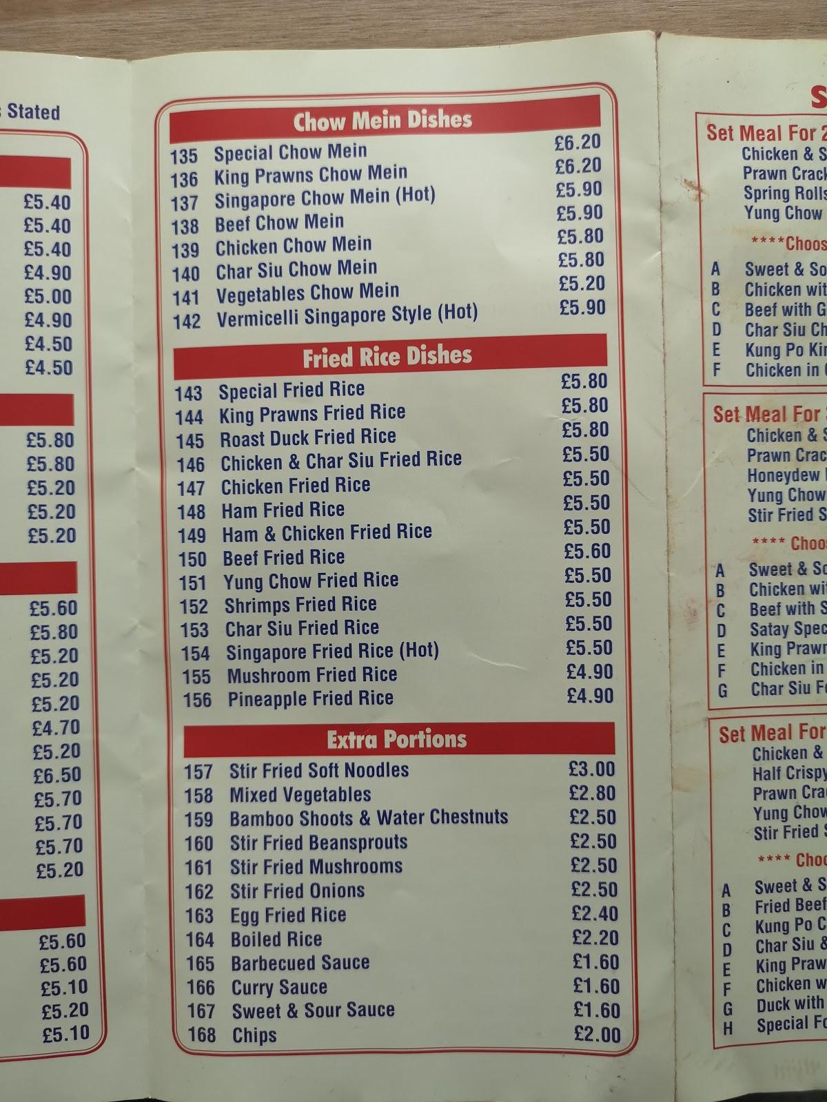 Menu at Happy Chef fast food, Northwich