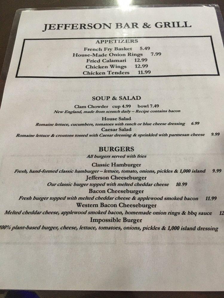 Menu at Jefferson Bar & Grill, West Sacramento