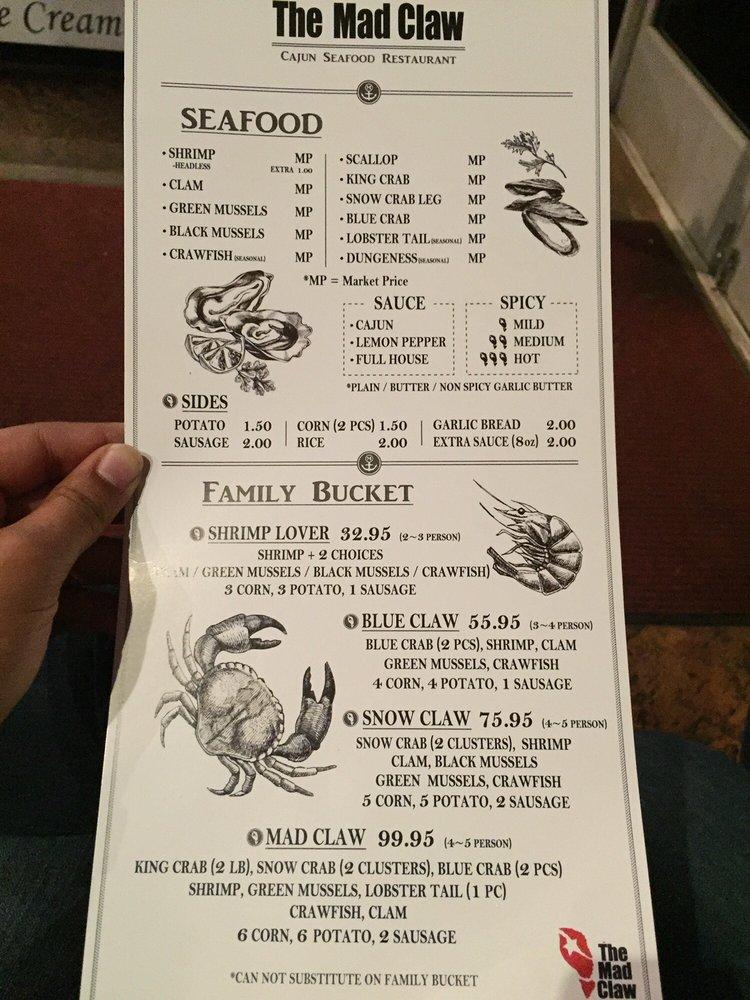 Menu at The Mad Claw restaurant, Rancho Cucamonga