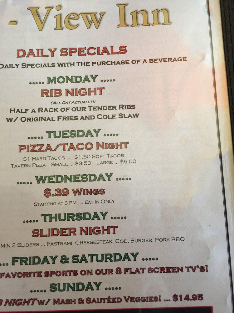 Menu at C-View Inn pizzeria, Cape May