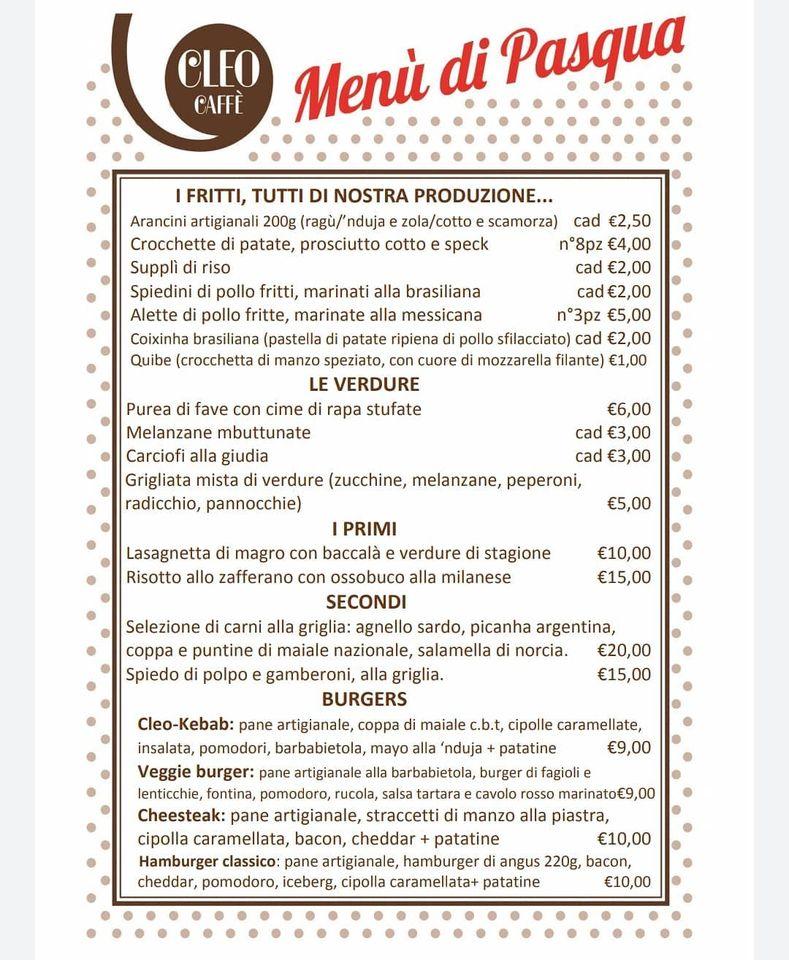 Speisekarte von Cleo Caffè cafe, Vittuone