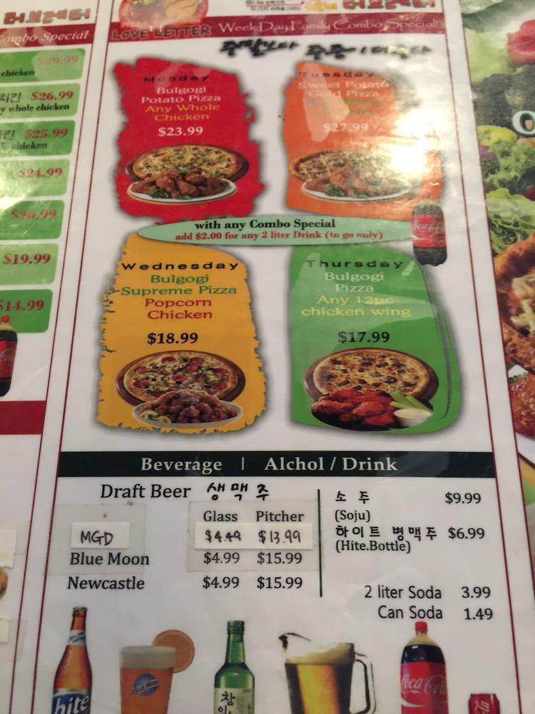 Menu at Love Letter Pizza & Chicken pizzeria, Gardena