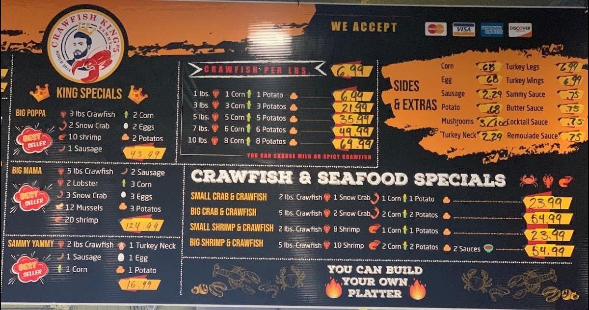 Menu at Sammy crawfish king 4 restaurant, Shreveport
