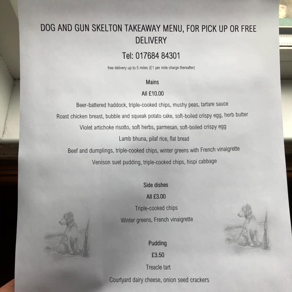 Menu at The Dog and Gun Inn pub & bar, Skelton