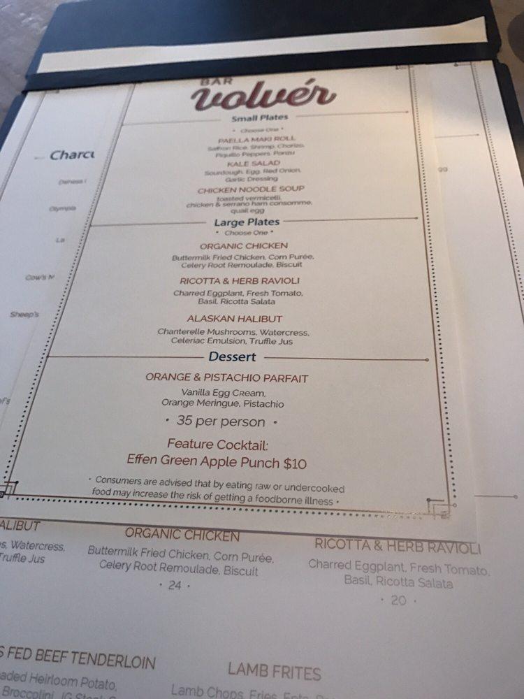 Menu at Volvér pub & bar, Philadelphia