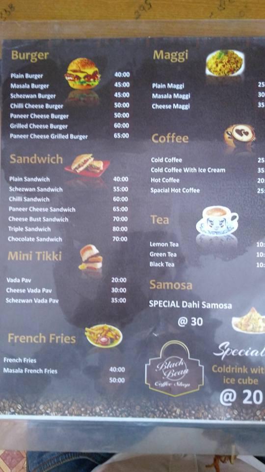Menu at Black Bean Coffee Shop, Katol