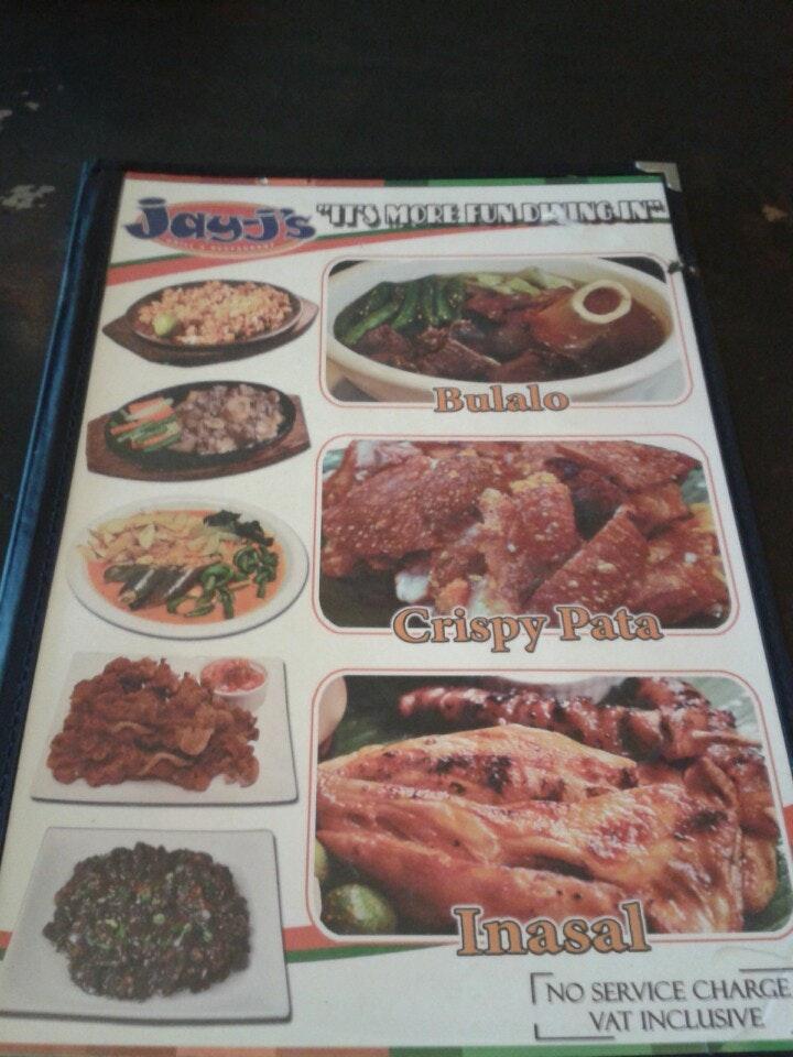Menu at Jay-J's Chicken Inasal restaurant, Quezon City, Upper Ground Floor