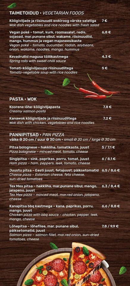 Menu at Kohvik Läti Saatkond restaurant, Tõrva