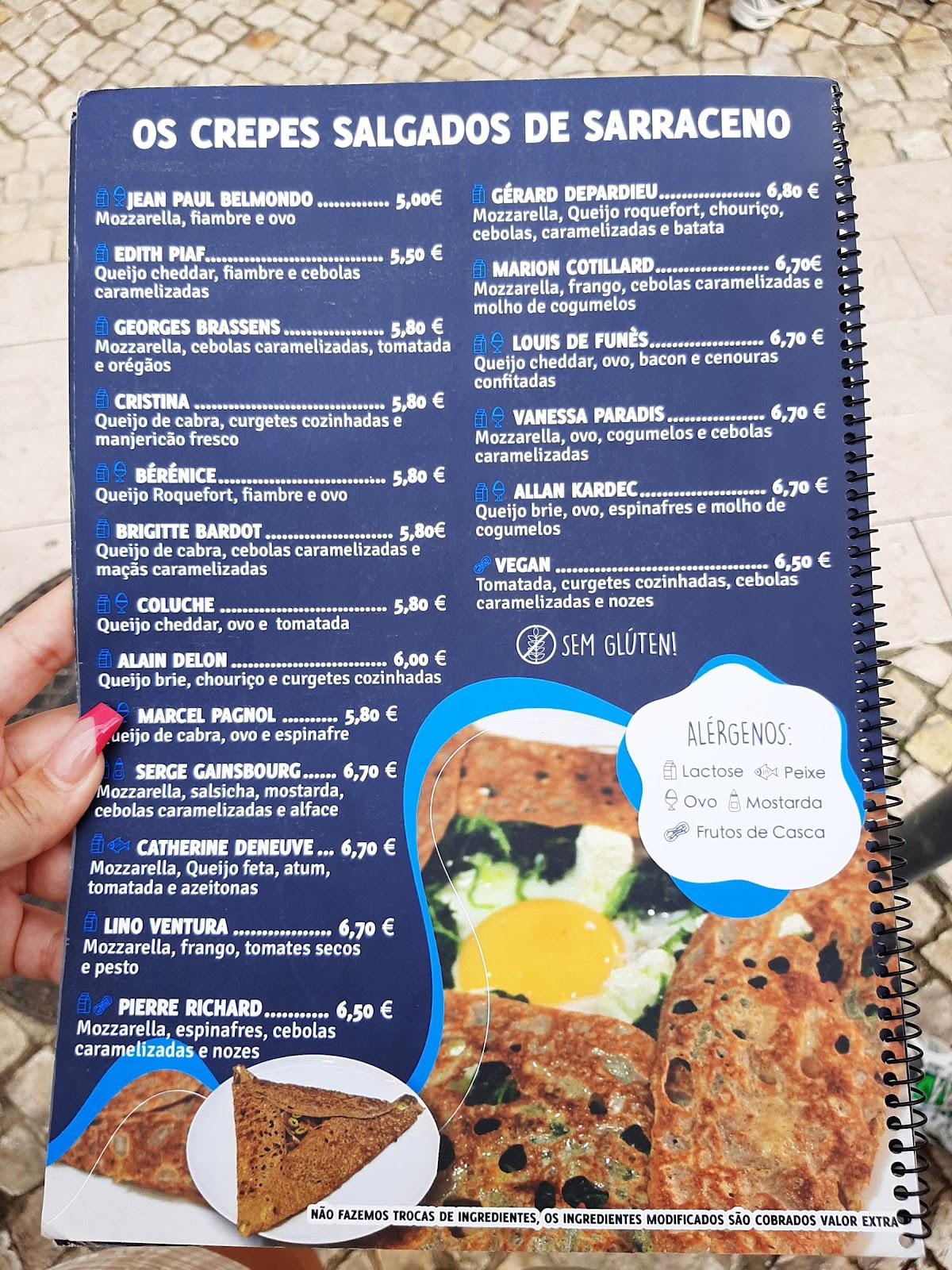 Menu em Le bar à crêpes, Lisboa
