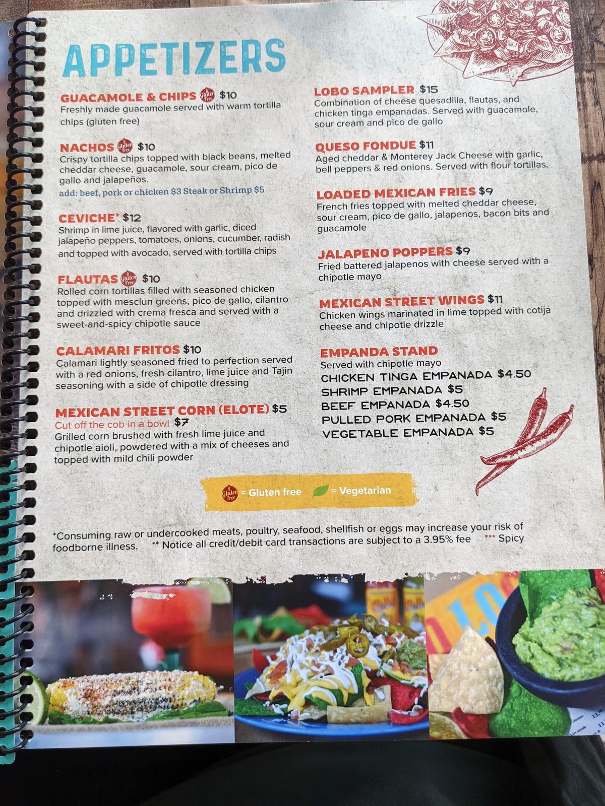 Menu at Lobo Loco restaurant, New York City, 3rd Ave