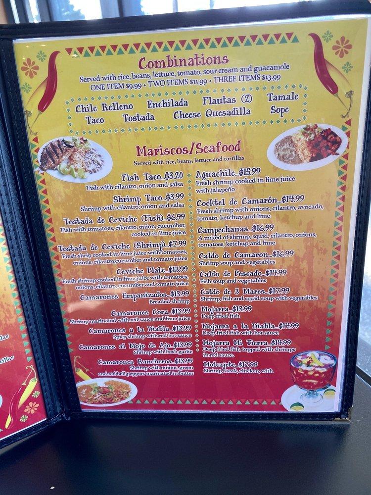 Menu at Mi Tierra Taqueria restaurant, Roseville
