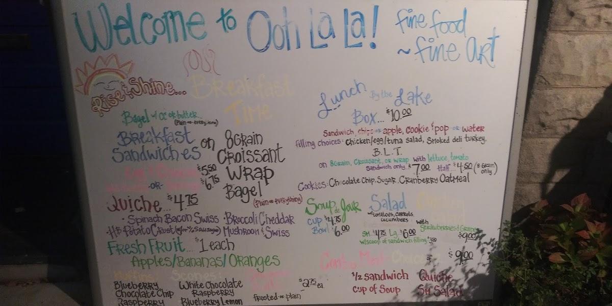 Menu at Ooh La La cafe, Lakeside Marblehead