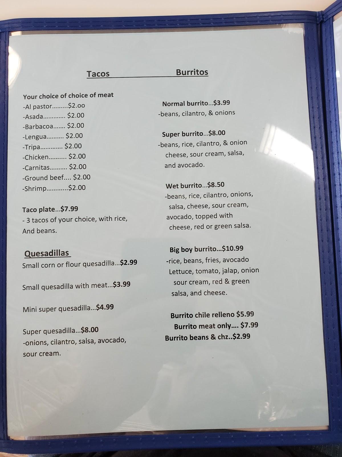 Menu at el sazon de Martha restaurant, Texline