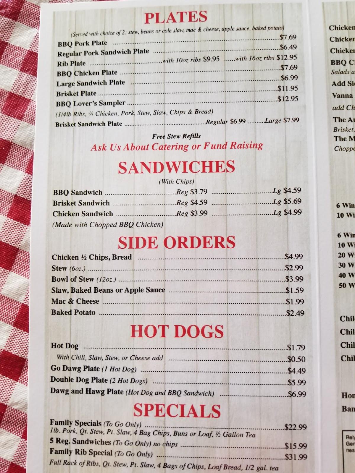 Carta de Vanna Country BBQ, Estados Unidos, Georgia 17 S
