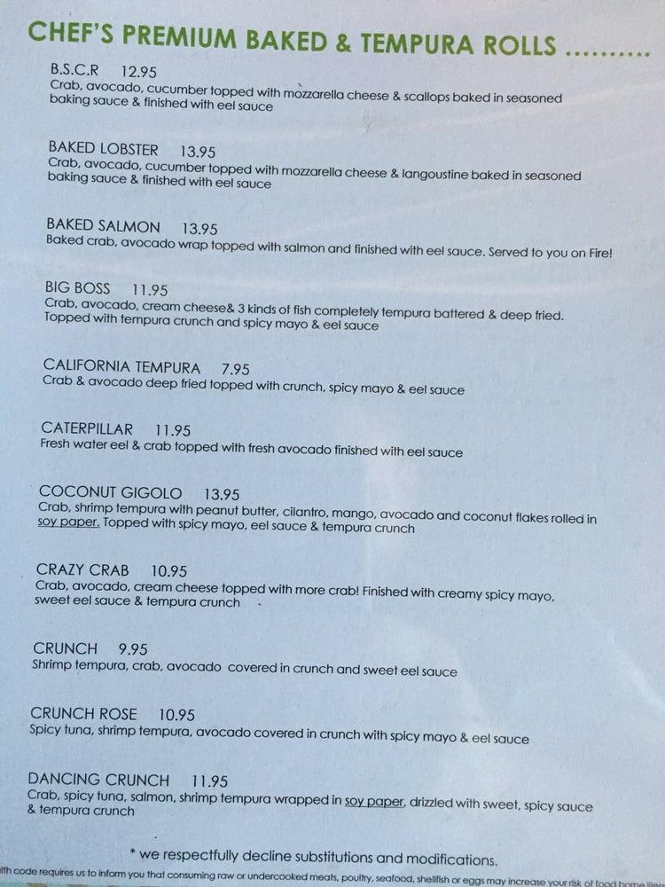 Menu at Wasabi East restaurant, Wichita, N Rock Rd #112