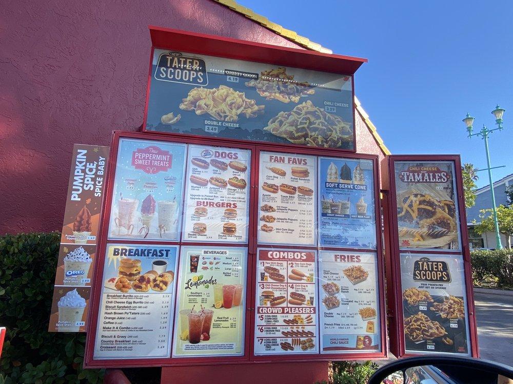 Menu at Wienerschnitzel fast food, Imperial Beach, Palm Ave