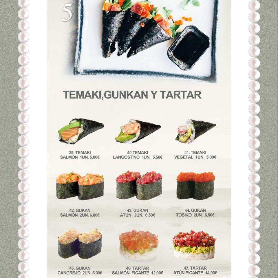 Carta de Shan Restaurant Japonès, Blanes