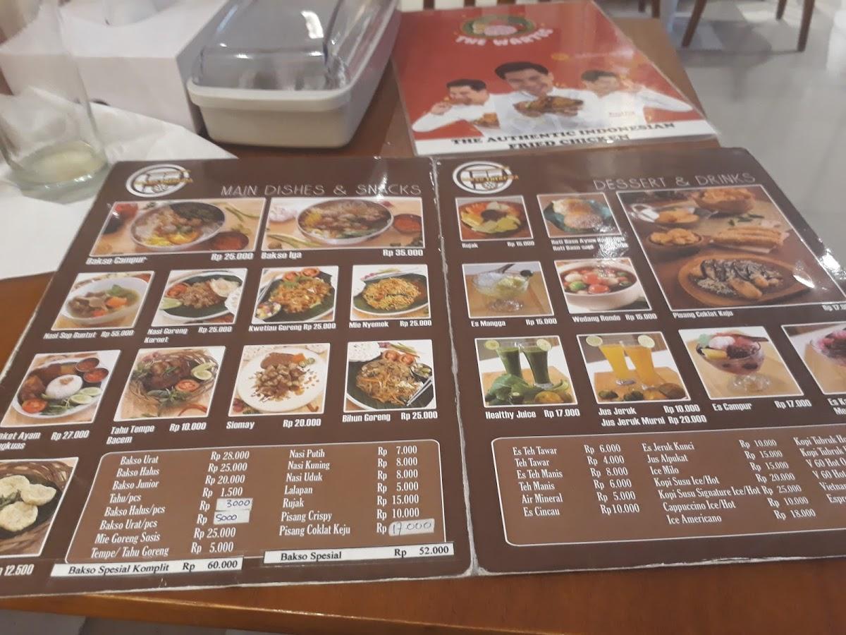 Menu at Baso Theresia restaurant, West Jakarta