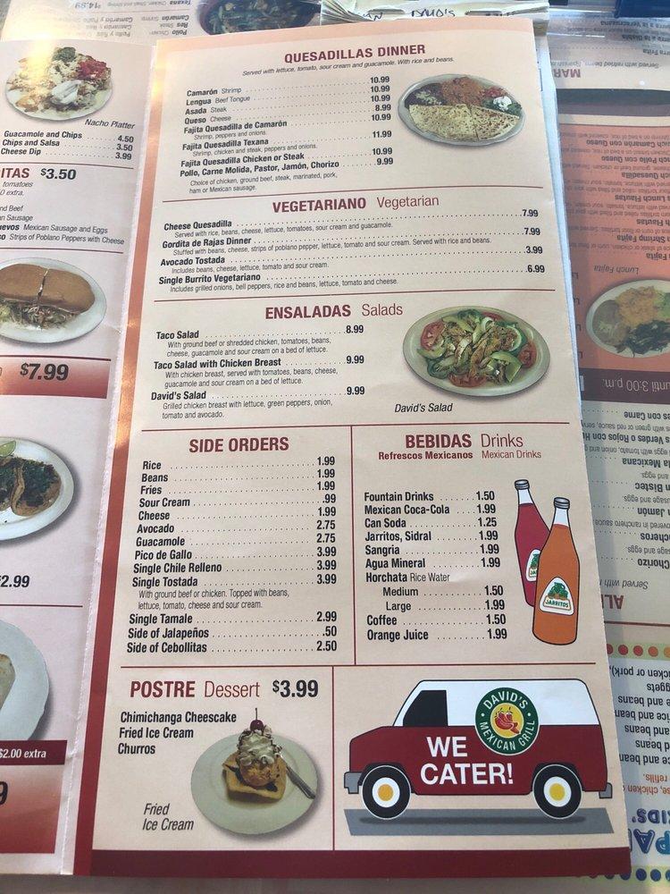Menu at Davids Mexican Grill, Franklin Park
