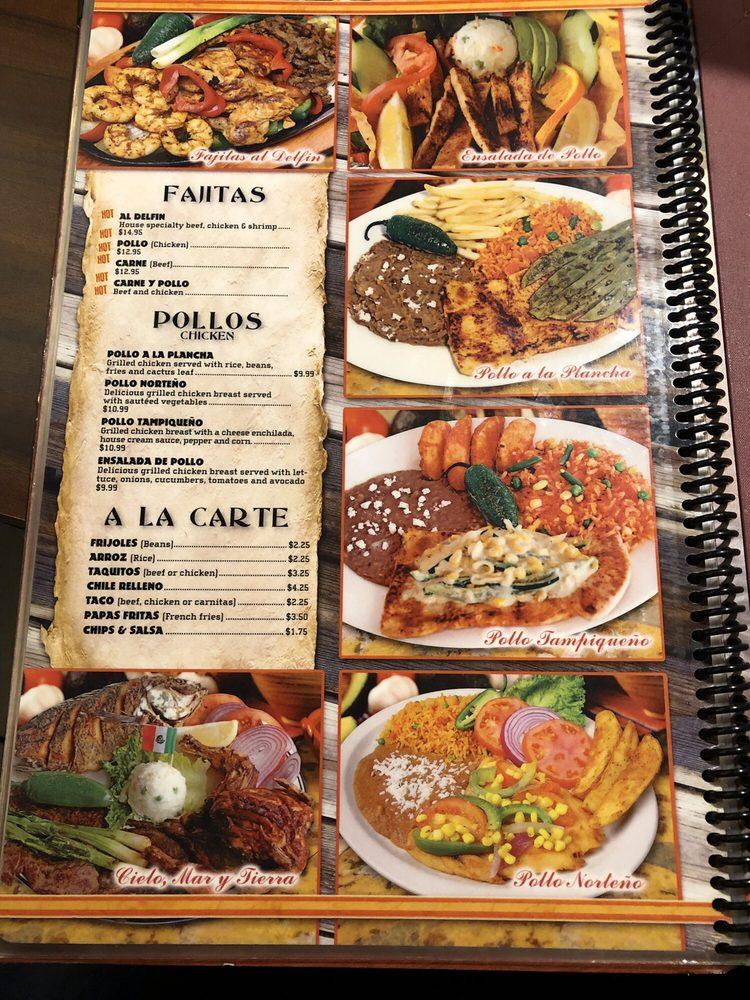 Menu at El Delfin restaurant, Los Angeles, S Central Ave
