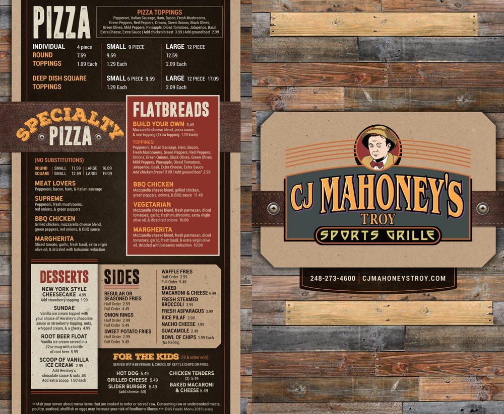 Menu at CJ Mahoney's Troy pub & bar, Troy