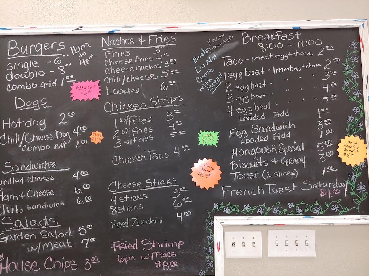 Menu at Denise's Lakeside Cafe, Willis