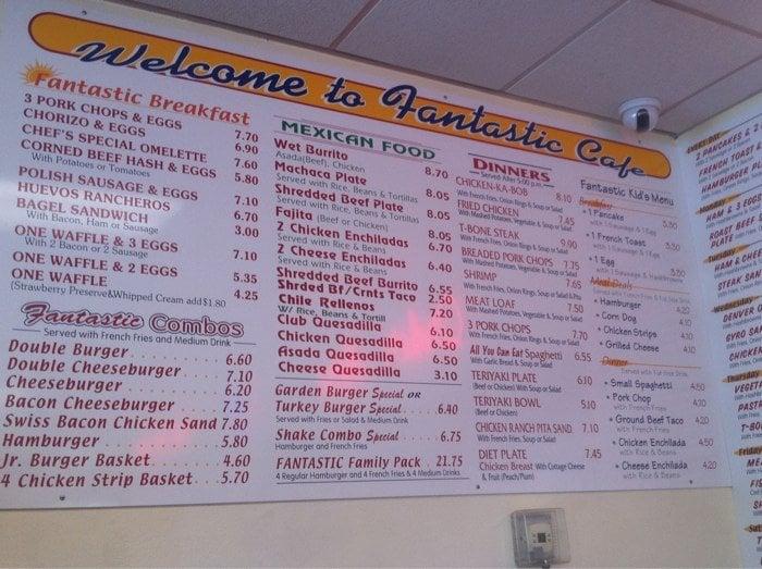 Menu at Fantastic Cafe., Long Beach, N Studebaker Rd