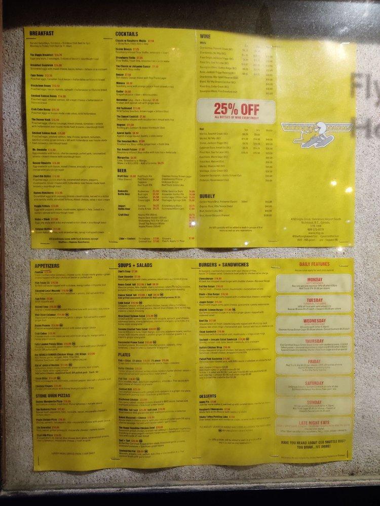 Menu at Flying Beaver Bar & Grill, Richmond
