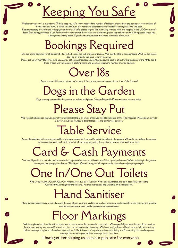 Menu at The Golden Bowler pub & bar, Fareham