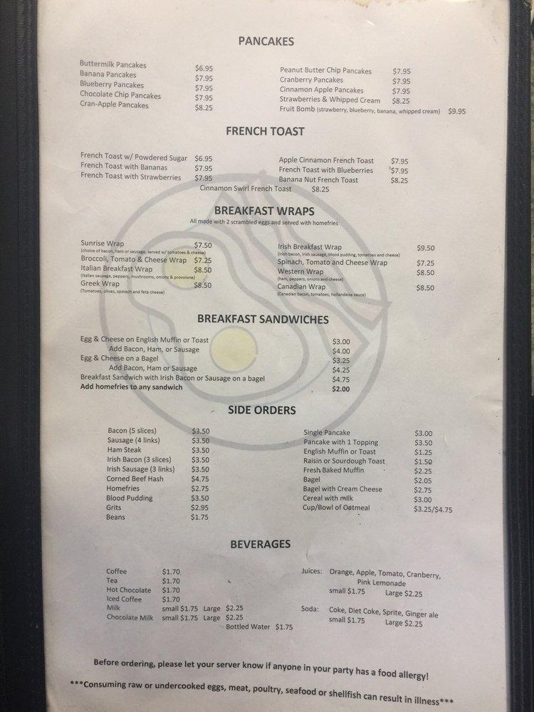 Menu at O B's Cafe, Quincy