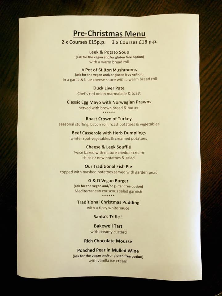 Menu at The George & Dragon pub & bar, Kirkbymoorside