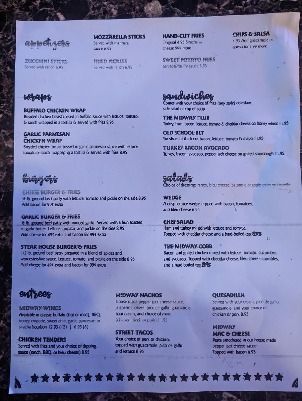 Menu at The Midway pub & bar, Midvale