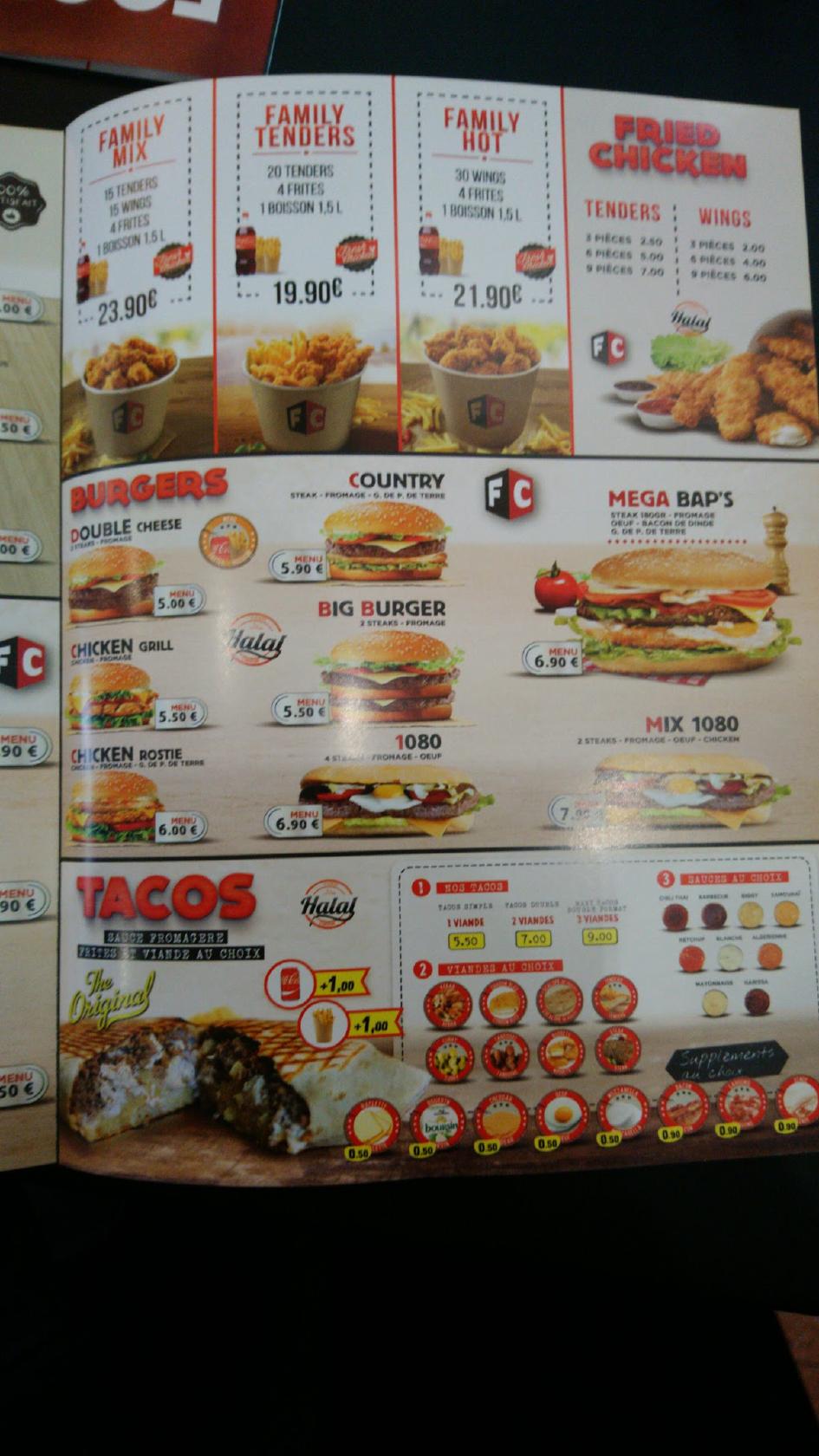 Menu at Food Corner restaurant, Dreux