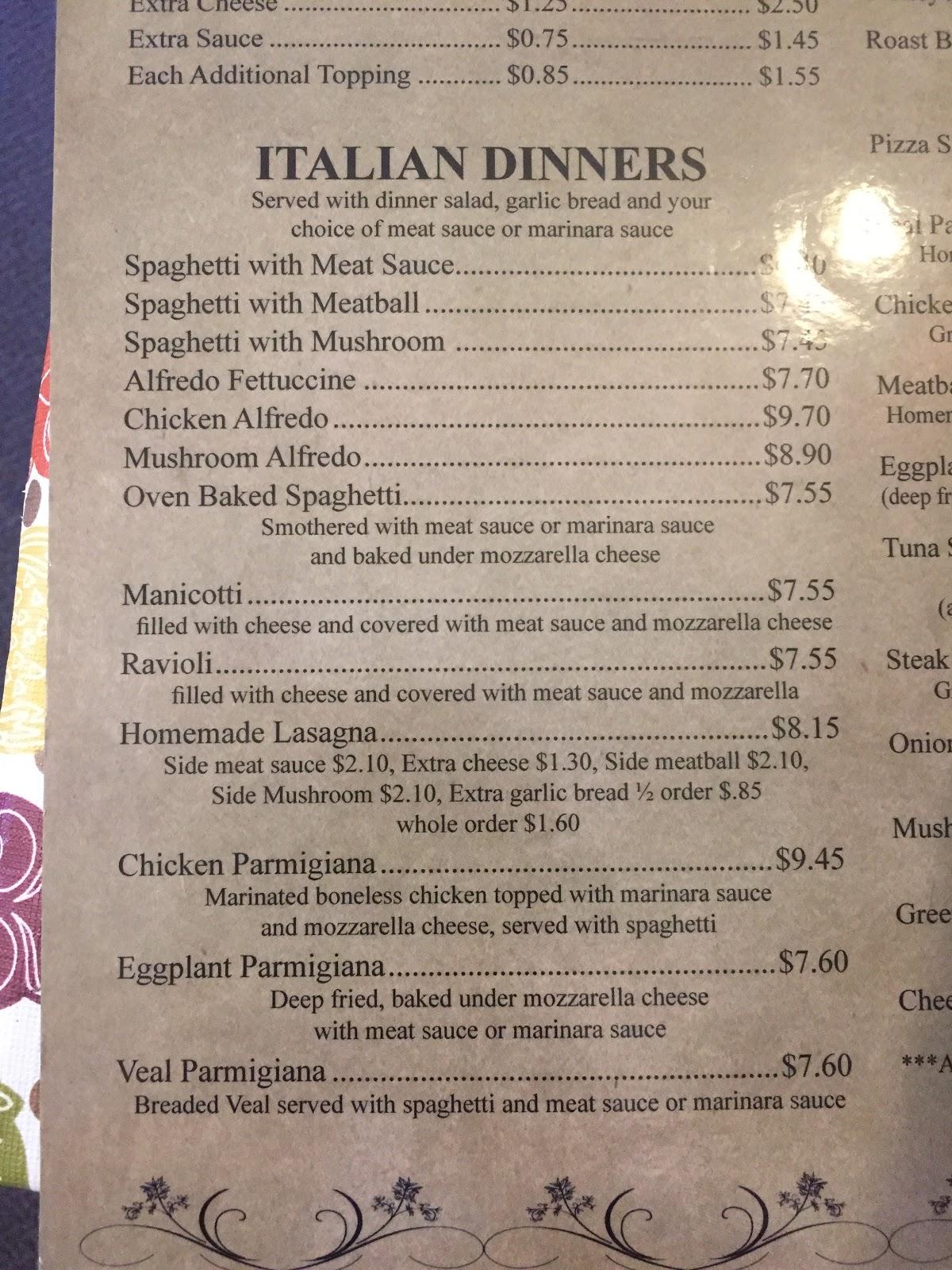 Menu at Italian Garden Restaurant, York