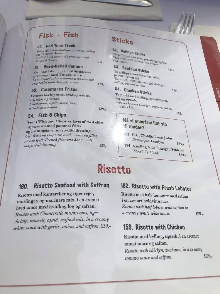 Menu at Mama Rosa Copenhagen restaurant, Copenhagen, Østergade 57