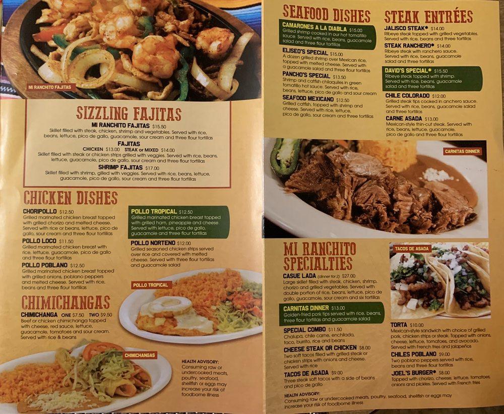 Menu at Mi Ranchito restaurant, Van Wert