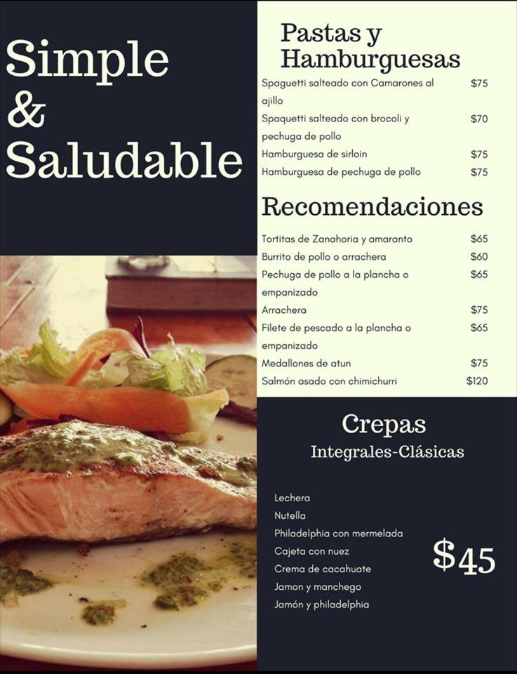 Menu at Simple y Saludable, Merida