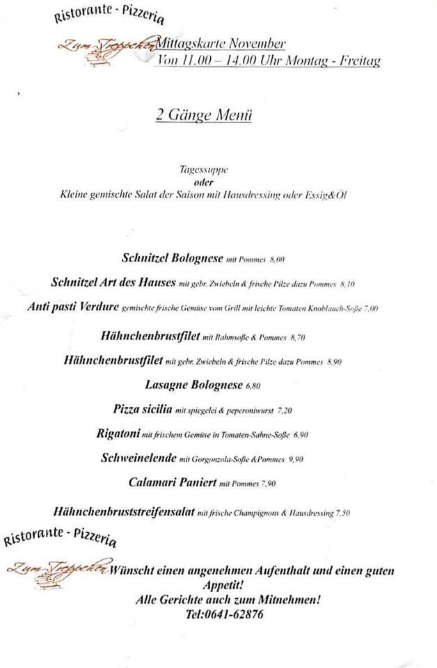 Speisekarte von Zum Treppchen restaurant, Heuchelheim