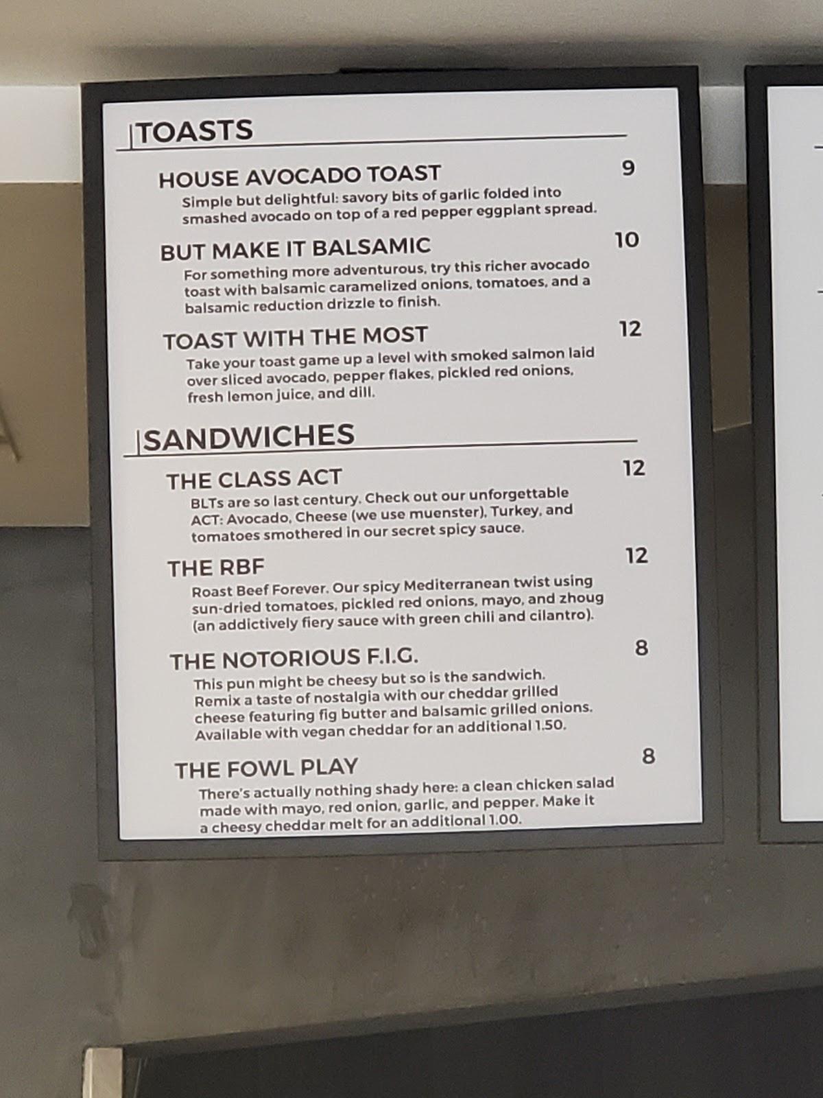 Menu at Aware Coffee cafe, Las Vegas