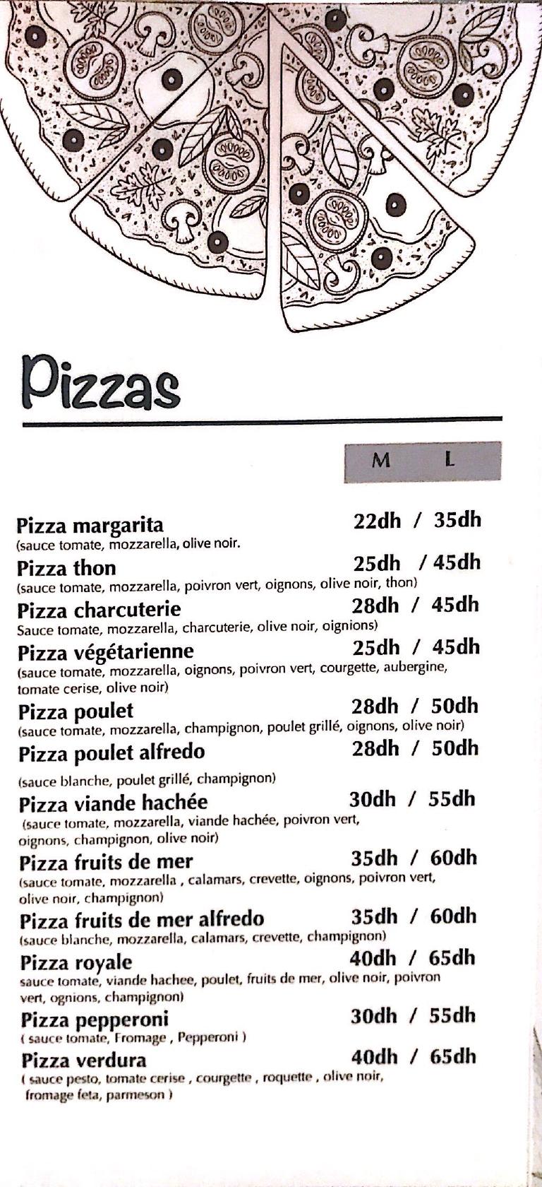 Menu at Casa croute Californie restaurant, Casablanca