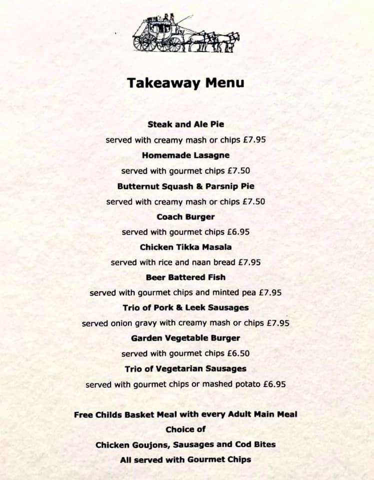 Menu at Coach & Horses Chepstow Monmouthshire Pub, Chepstow
