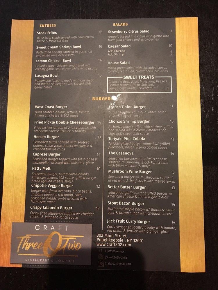 Menu at Craft 302 Restaurant & Lounge, Poughkeepsie