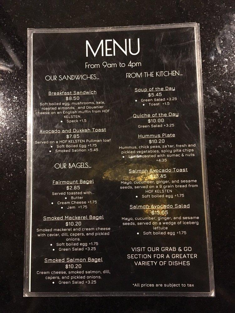 Menu at Crew Collective & Cafe, Montréal