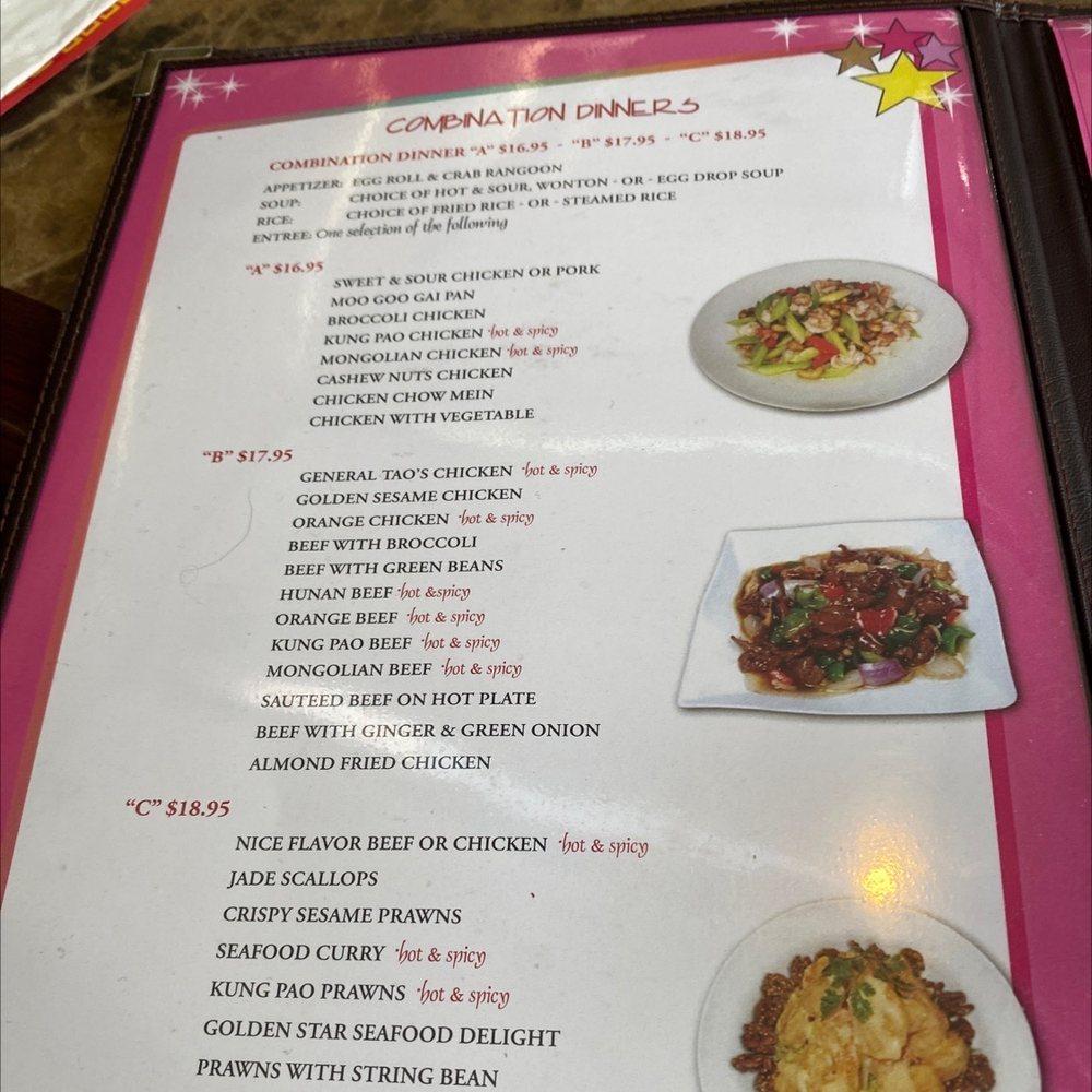 Menu at Golden Star Restaurant, Sequim